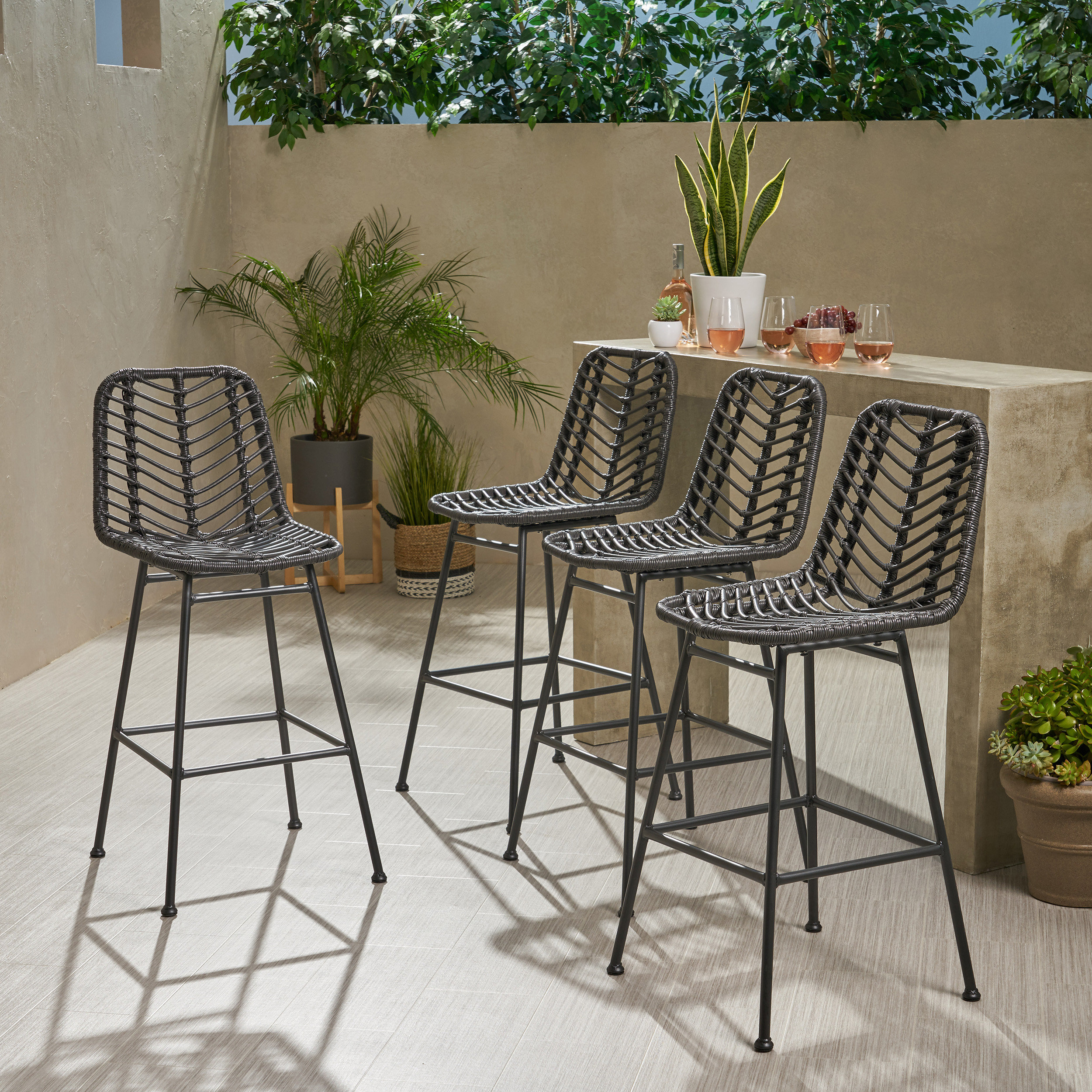 Metal and wicker bar stools store